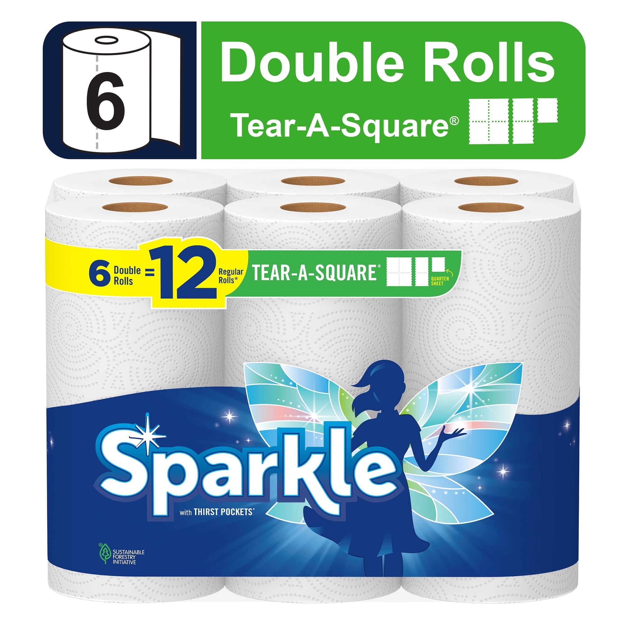 Sparkle Tear-a-Square: The Right-Sized Paper Towel for Any Mess, 6 Dou ...